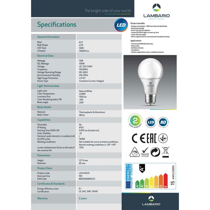 Žarulja LED L15W LA13-01521